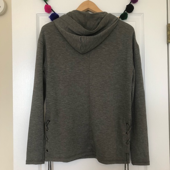 Mossimo Supply Co. | Tops | Mossimo Olive Gray Lace Up Sides Hoodie Nwt ...